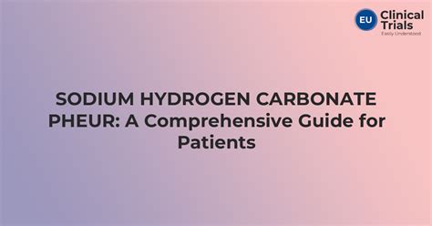 Sodium Hydrogen Carbonate Pheur Application In Therapy And Current
