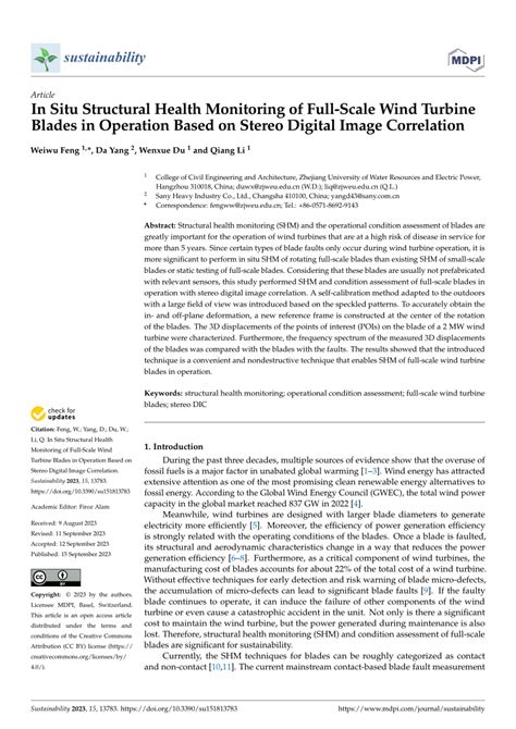 Pdf In Situ Structural Health Monitoring Of Full Scale Wind Turbine Blades In Operation Based