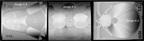 Fabricated AWG chips C-4 (left), E-5 (centre) and A-2 (right ...