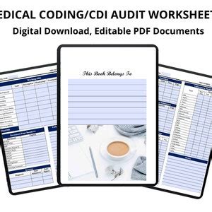CDI Audit Worksheet For Medical Coder Editable Template DRG Validation Tool Medical Coder Cheat