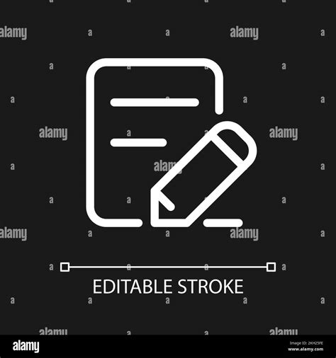 Edit Text Pixel Perfect White Linear Ui Icon For Dark Theme Stock
