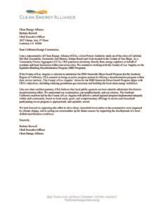 Draft Commitment Letter Clean Energy Alliance