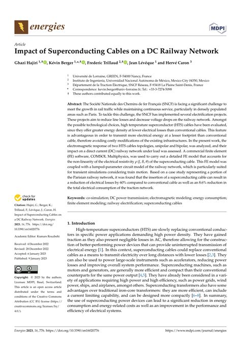 Pdf Impact Of Superconducting Cables On A Dc Railway Network