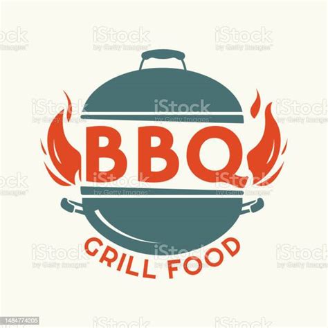 바베큐 아이콘 또는 로고입니다 불 불꽃으로 식품 라벨을 굽습니다 바베큐 레스토랑 엠블럼 배지 또는 사인 디자인 벡터 그림입니다 고기에 대한 스톡 벡터 아트 및 기타 이미지