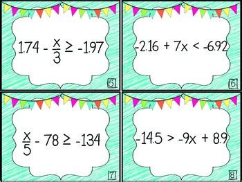 Solving Inequalities Solve It Match It Graph It By Brittany Henke