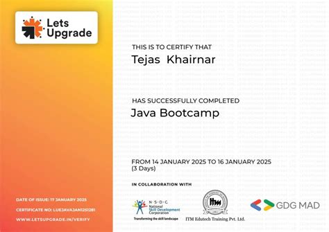 Tejas Khairnar On Linkedin I Successfully Completed The Java Bootcamp Showcasing My Programming