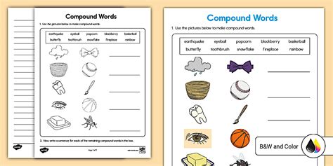 Compound Words Worksheet For 1st 2nd Grade