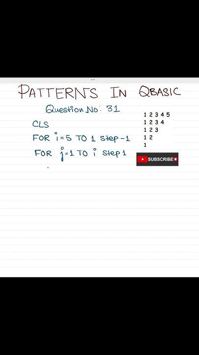 Qbasic Patternpart 31youtubeshorts Shots Qbasic Youtube Qbasic