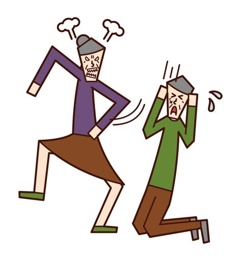 부부 싸움 가족 분리 노부부의 그림 무료 일러스트 소재집 Kukukeke