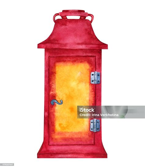 흰색 배경에 수채화 크리스마스 램프 고립 된 그림입니다 겨울에 대한 스톡 벡터 아트 및 기타 이미지 겨울 계절 공휴일 Istock