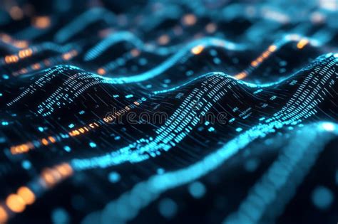 Binary Code Flowing In Wavy Patterns Digital Communication And