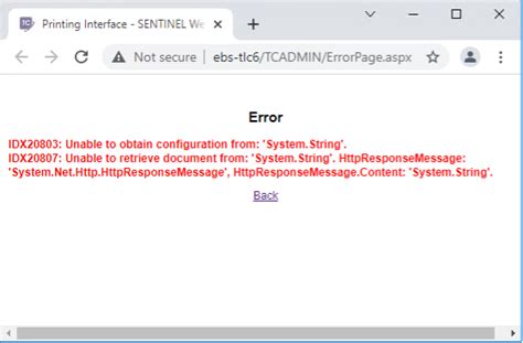 Idx Unable To Obtain Configuration From System String Teklynx Central Error Message