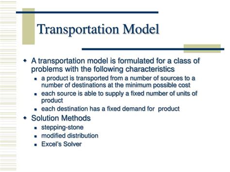 Ppt Logistics And Tools Transportation And Transshipment Models