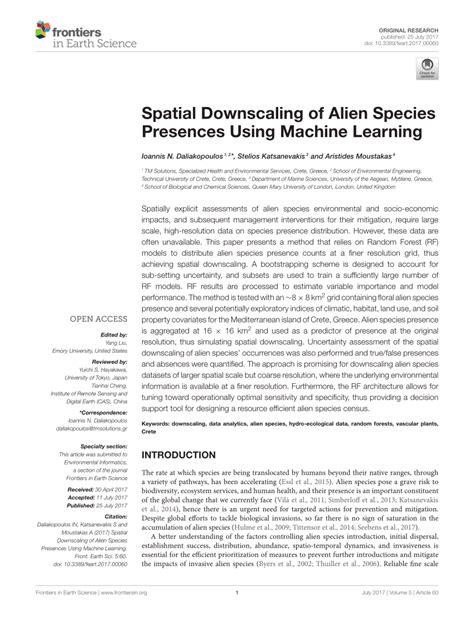 Pdf Spatial Downscaling Of Alien Species Presences Using Machine Learning