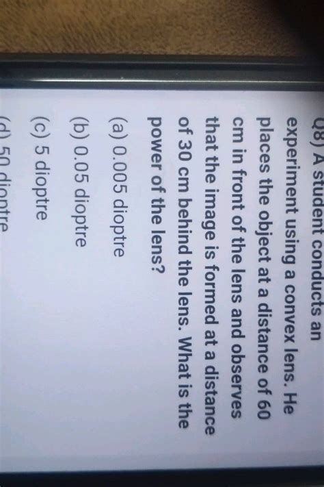 Experiment Using A Convex Lens He Places The Object At A Distance Of 60