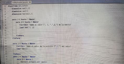 Fundamentos De Programación Multiplicación De Matriz Con Vector