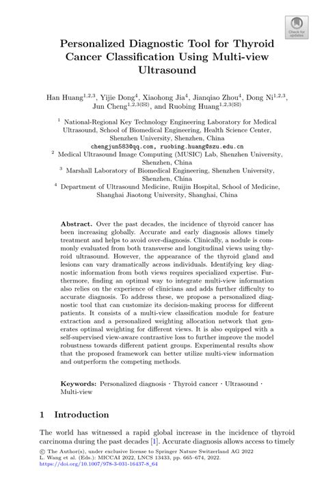 Pdf Personalized Diagnostic Tool For Thyroid Cancer Classification Using Multi View Ultrasound