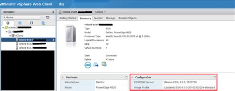 determining build number and version for esxi via vsphere web client