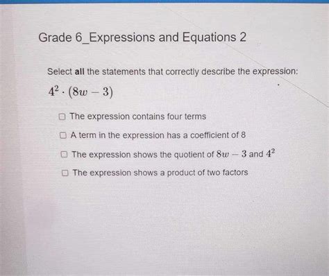 Solved Grade 6expressions And Equations 2select All The