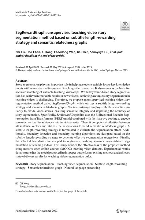 Pdf Segrewardgraph Unsupervised Teaching Video Story Segmentation