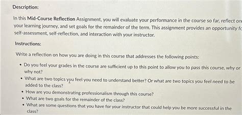 Solved Description In This Mid Course Reflection Assignment