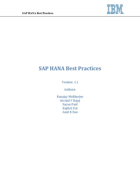 sap enterprise hana best practices v1 1 pdf databases software