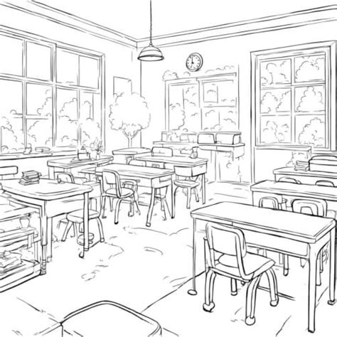 Download Empty Classroom Drawing Coloring Pages Online Creative Fabrica