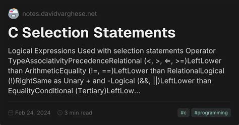 C Selection Statements