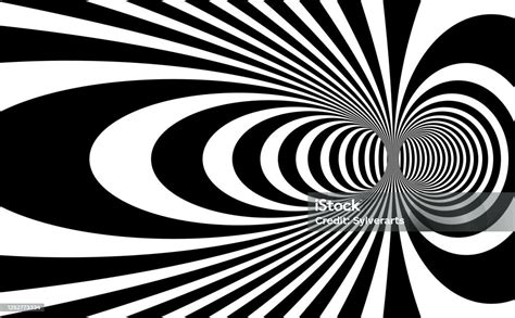 하이퍼 3d 원근 벡터 추상적 배경 예술 일러스트 사이키델릭 선형 패턴 최면 착시에서 추상적인 Op Art 흑백 라인 3차원 형태에 대한 스톡 벡터 아트 및 기타 이미지