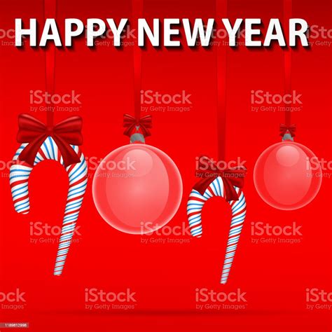 현실적인 크리스마스 달콤한 사탕 지팡이 유리 장식 공 새해 복 설날과 벡터 일러스트레이션을 축하 메리 크리스마스 휴일 빨간 활과