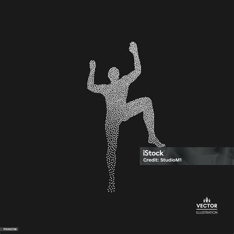 바위 산악인의 실루엣 Bouldering 스포츠입니다 사람의 그림자는 점선된입니다 벡터 일러스트입니다 실루엣에 대한 스톡 벡터 아트 및 기타 이미지 Istock