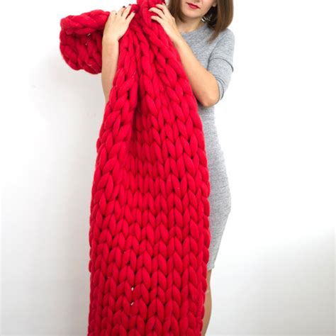 Adult Hand Knitted Wool Blanket Chunky Blanket Coz Grandado