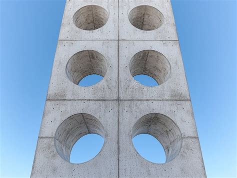 Modern Concrete Architectural Structure With Circular Openings Stock Illustration Illustration