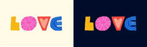 사랑 추상 장식 비문 개념 현대 다채로운 그래픽 모양 로맨스 단어 인사말 카드 긍정적 인 트렌디 한 창조적 인 휴일 로고입니다 축하 텍스트 밝은 배지 그래픽 프린트에 대한
