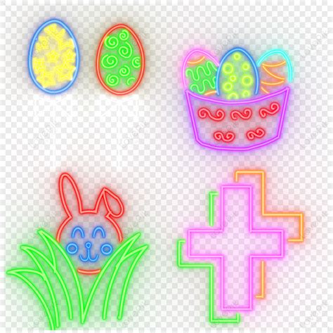 네온 조명 효과 일러스트 토끼 부활절계란에그 Png 일러스트 무료 다운로드 Lovepik
