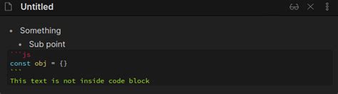 Parsing Problems With Codeblock After A Sublist Item Bug Reports Obsidian Forum