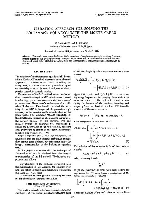 Pdf Iteration Approach For Solving The Boltzmann Equation With The