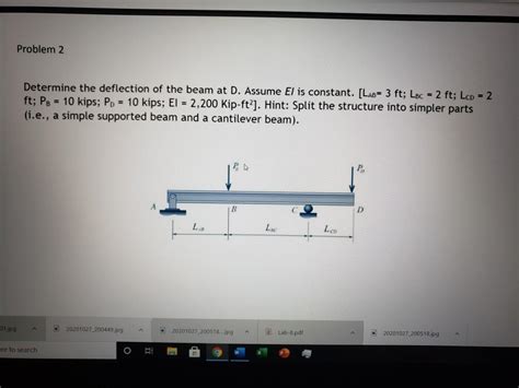 Solved Problem Determine The Deflection Of The Beam At D Chegg