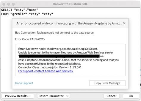 Bug Tableau Connector Cannot Run Any Query Over Nodes · Issue 148 · Awsamazon Neptune Jdbc