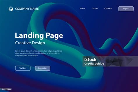 방문 페이지 템플릿 블루 그라데이션 배경의 유체 추상 설계 3차원 형태에 대한 스톡 벡터 아트 및 기타 이미지 3차원 형태 배경 주제 빨강 Istock