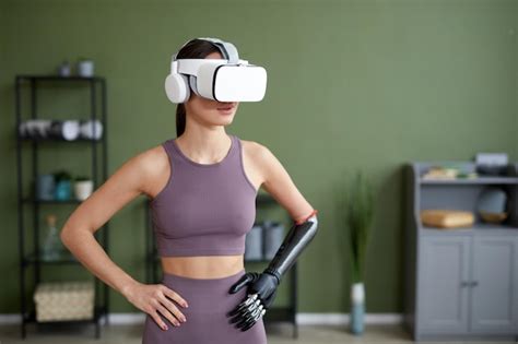 Premium Photo Woman Exercising In Vr Glasses