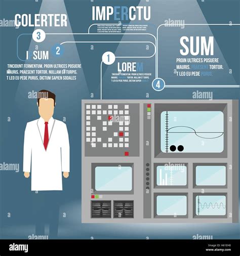 Scientist In Lab Concept With Retro Computer Device Vector