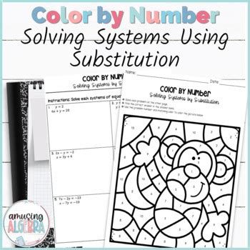 Solving Systems Of Equations By Substitution Coloring Activity TPT