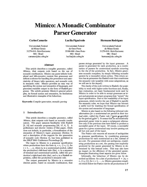 Pdf Mímico Modular Monadic Parser Generator
