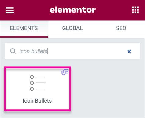icon bullets unlimited elements for elementor
