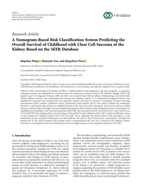 Pdf A Nomogram Based Risk Classification System Predicting The