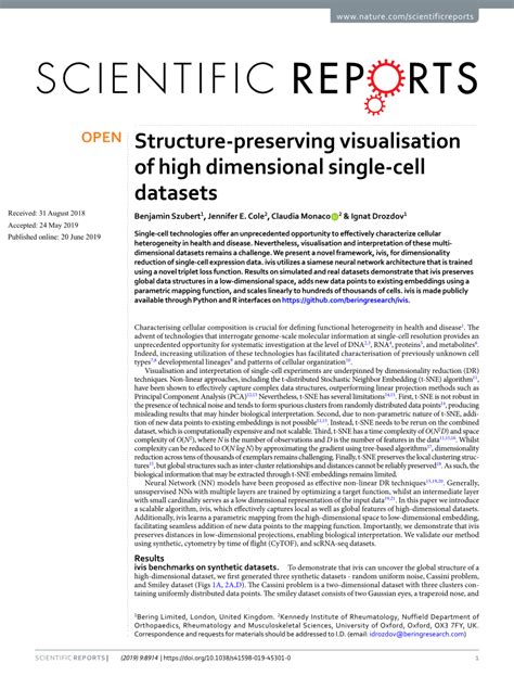 Pdf Structure Preserving Visualisation Of High Dimensional Single