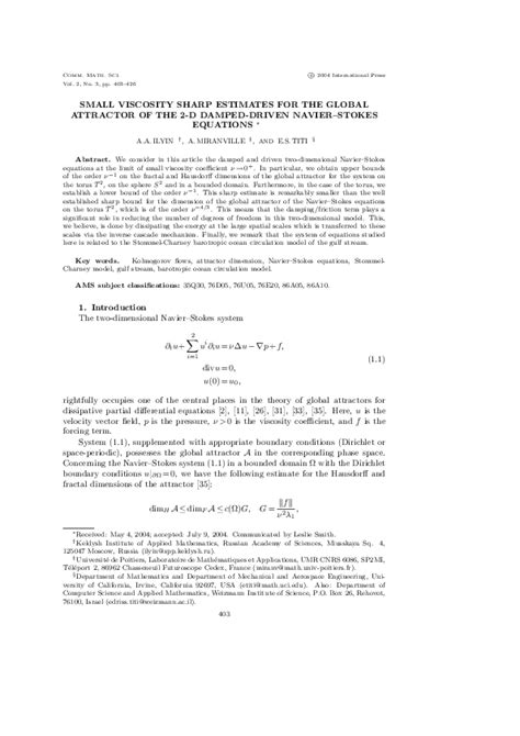 Pdf Small Viscosity Sharp Estimates For The Global Attractor Of The 2