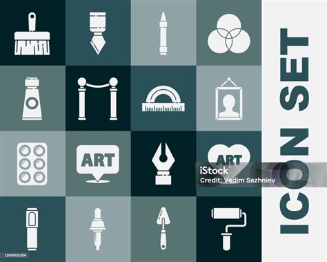 페인트 롤러 브러시 텍스트 아트와 심장 그림 그림 그림 그림 그림 튜브 팔레트 그리고 Pro트랙터 아이콘의 전시 벡터 Brand Name Online Messaging