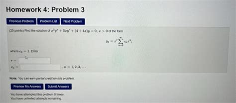 Solved Homework 4 Problem 3 Previous Problem Problem List